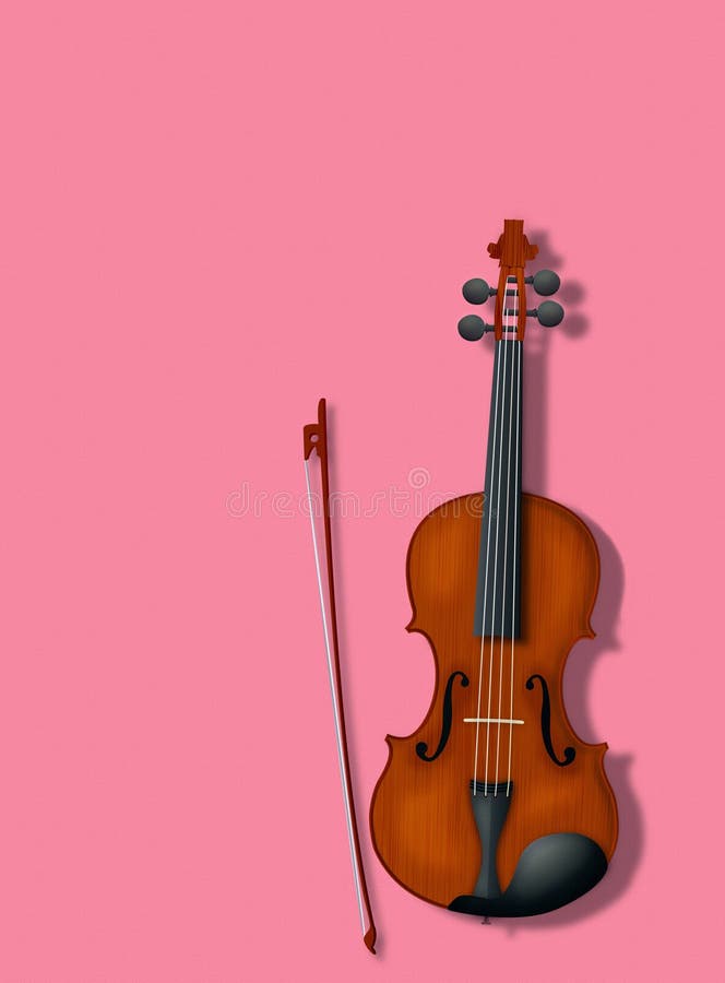Violin and bow over pink stock illustration. Illustration of design ...