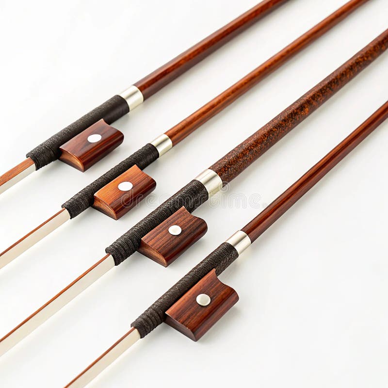 Violin Bows on White Surface Stock Illustration - Illustration of ...