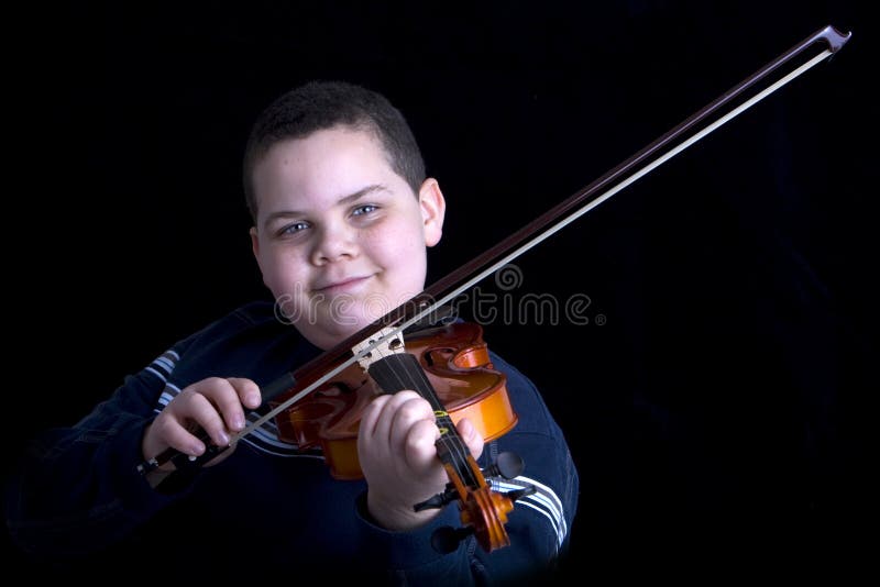 Boy Sitting Outside Playing Viola Stock Image - Image of tone, outside ...