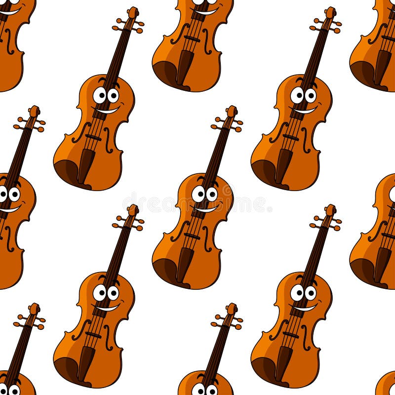 Violin Cartoon Character Seamless Pattern Stock Vector - Illustration ...