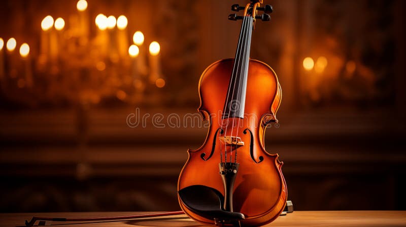 Violin on Classical Music Stage Background Stock Image - Image of ...