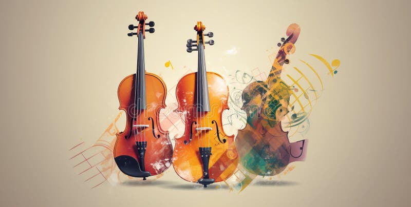 Violin Classical Musical Instrument Banner Illustration for Symphony ...