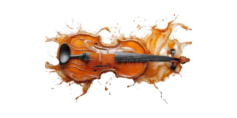 Violin with Coffee Splash Effect. Musical Creativity and Artistic ...