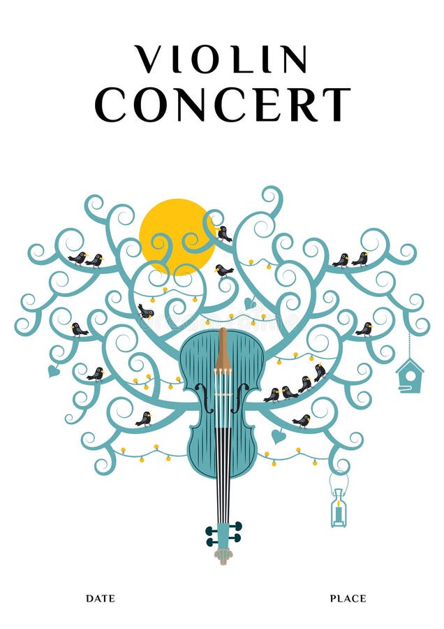 Violin Concert Poster Design Template Stock Vector - Illustration of ...