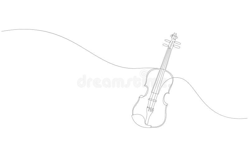 Violin Continuous Line Drawing. Minimalist One Line Style Design. Stock ...