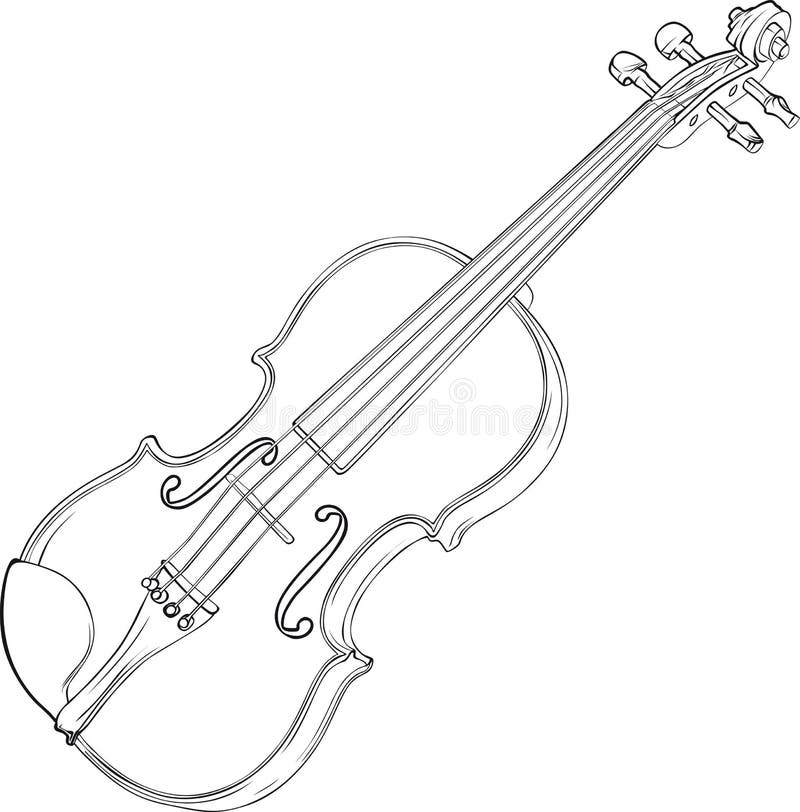 Violin Drawing stock vector. Illustration of drawing - 25681251