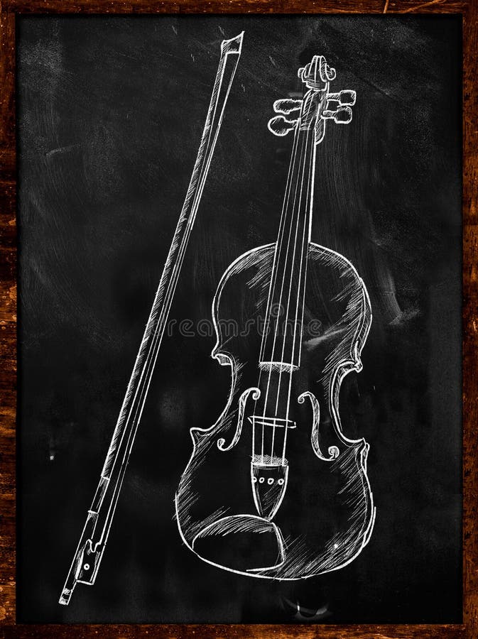 Blue Ink Violin Sketch Illustration Stock Illustration - Illustration ...