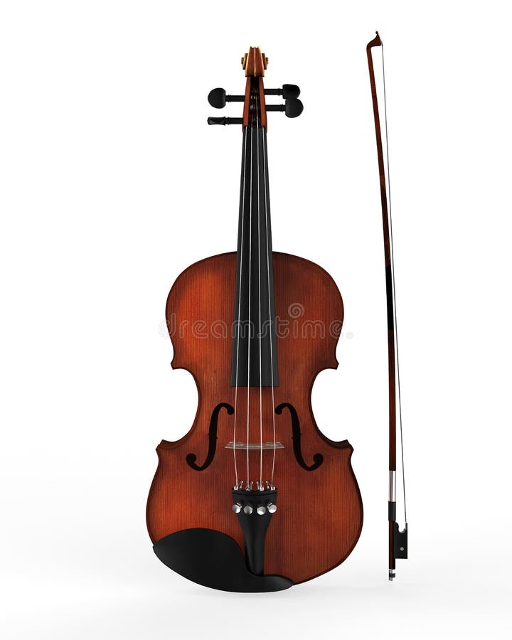 Violin and Fiddle Stick Isolated on White Background Stock Image ...
