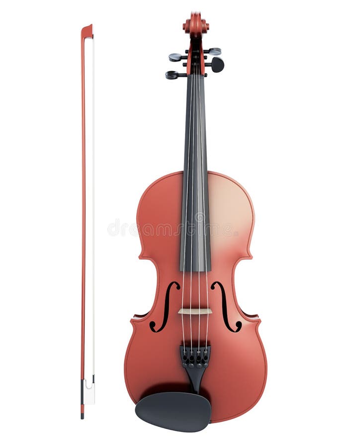 Violin and Fiddlestick Front View Stock Illustration - Illustration of ...