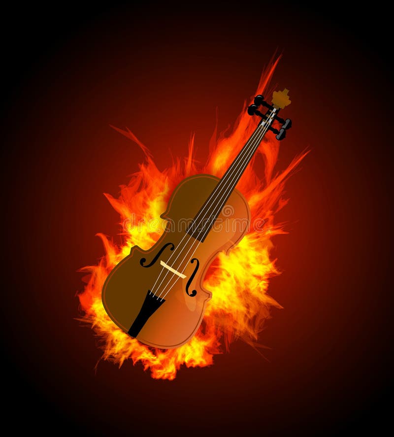 Burning violin scroll stock illustration. Illustration of music - 11938460