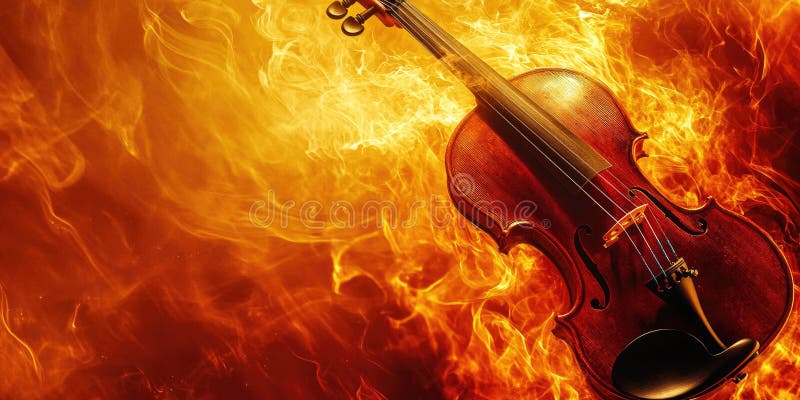 Violin on Fire stock image. Image of musician, flames - 377889889