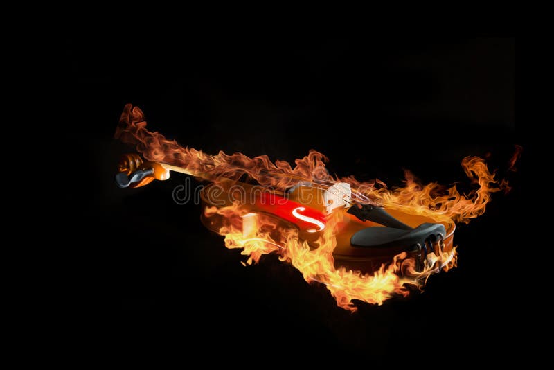 Violin on Fire Illustration Stock Image - Image of instrument ...