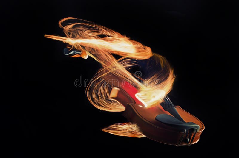 Violin on Fire Illustration Stock Image - Image of baroque, string ...