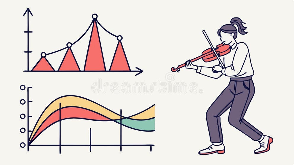 Violin Chart, Musical Data Frequency Sound Analysis Graph Vector Design ...