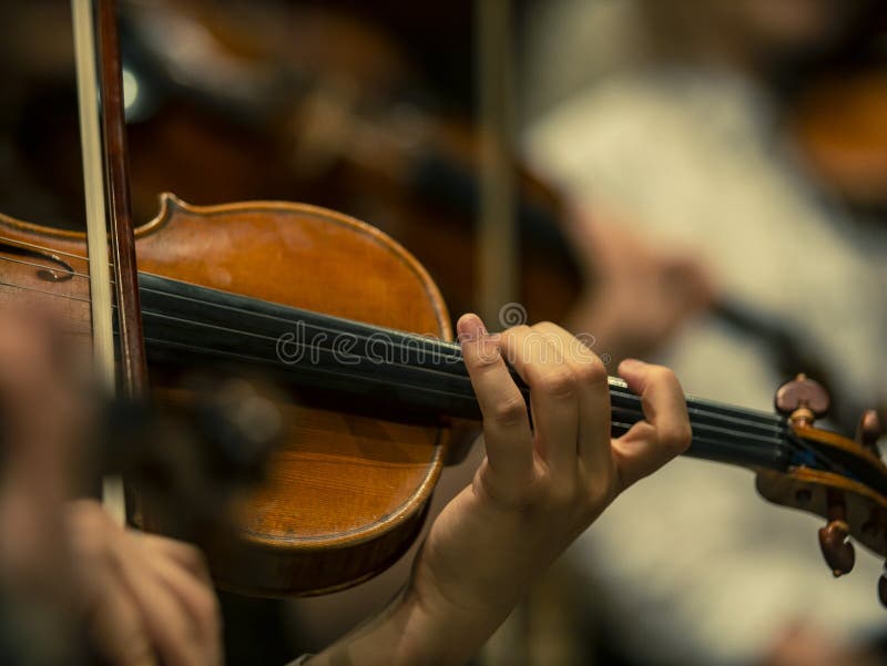 Violin in a Large Close-up - Side View - Background - Symphony ...