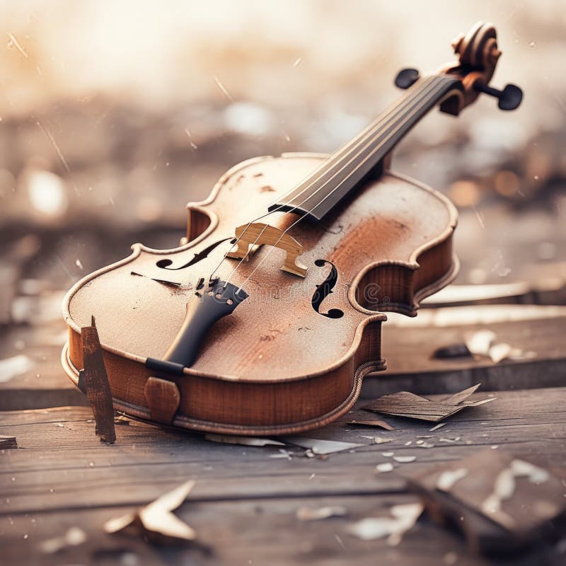 A Violin Laying on the Ground in the Middle of a Street Created with ...