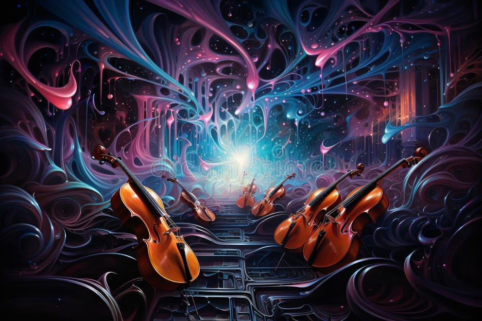 Violin in Liquid Holographic Symphony. a Stunning Abstract Artwork ...