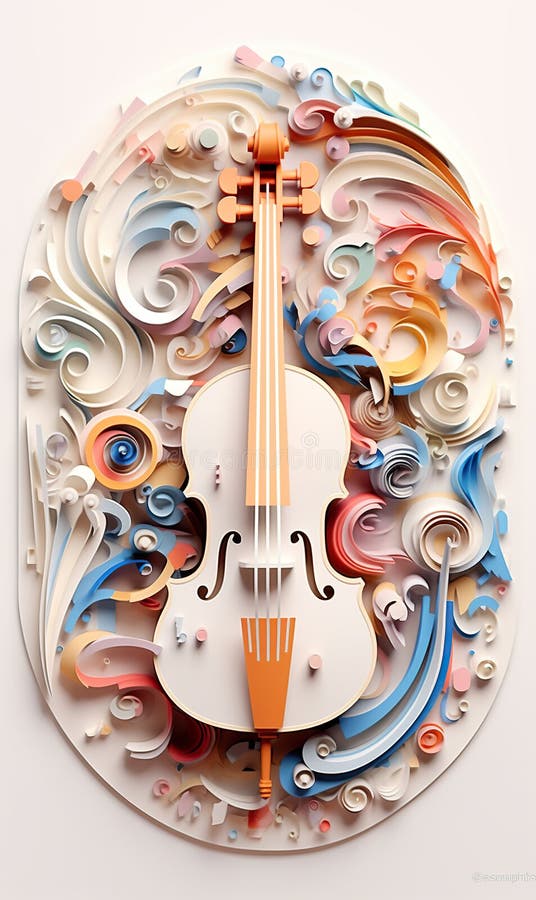 A Violin Made Out of Paper on a White Surface. Generative AI Image ...