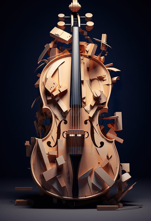 A Violin Made Out of Pieces of Cardboard. Generative AI Image. Stock ...