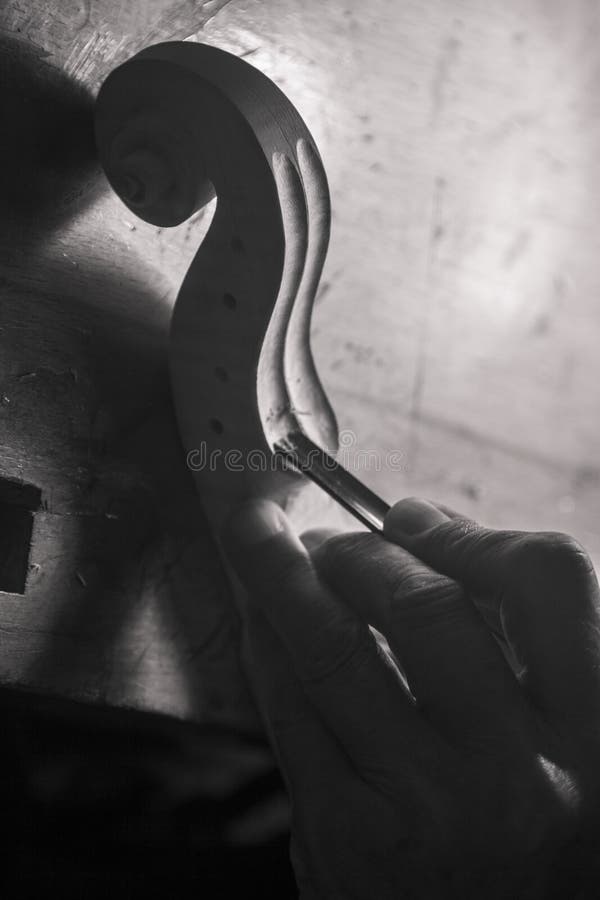 Violin Maker Working on Scroll. Stock Photo - Image of women ...