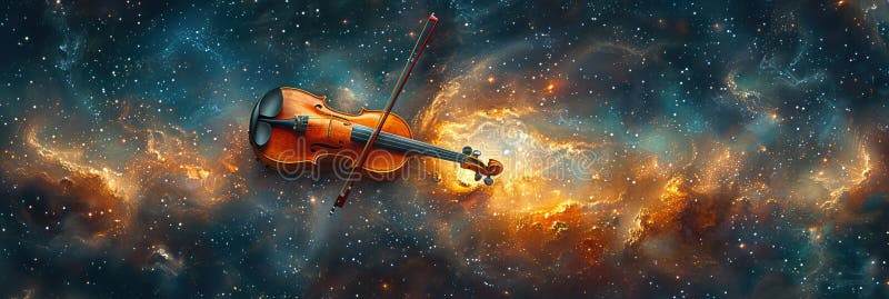 Violin Soaring in Space stock image. Image of astral - 323547593
