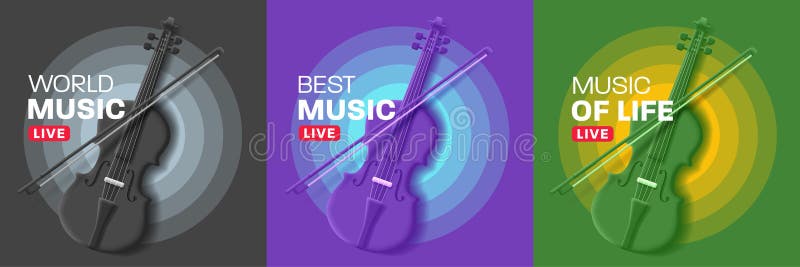 Violin Music Cover with 3d Monochrome Render Music Instrument in Circle ...