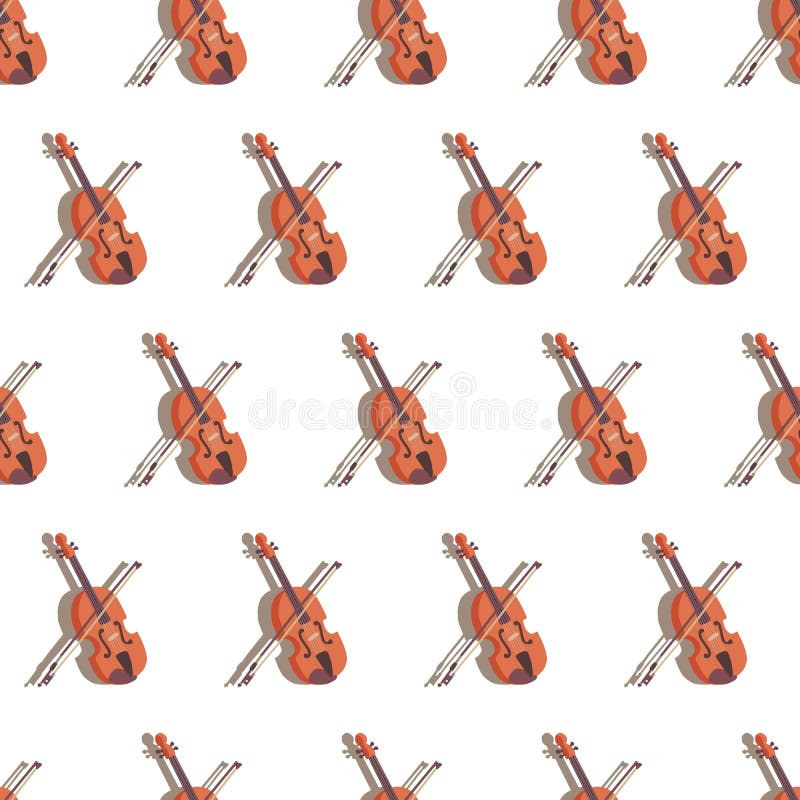 Violin and Violin Music Instrument Vector Graphic Seamless Pattern ...