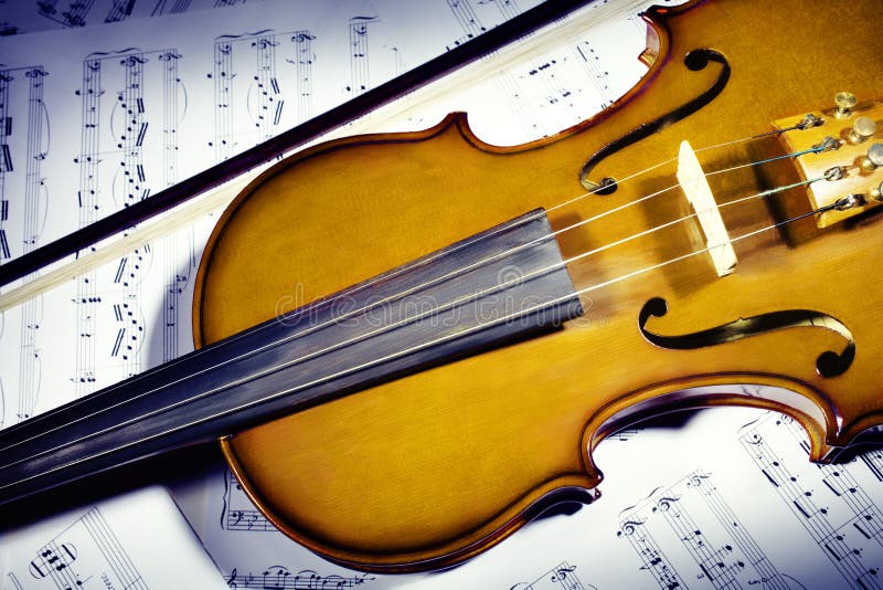 Violin Notes. Musical Instruments with Music Sheet Stock Photo - Image ...