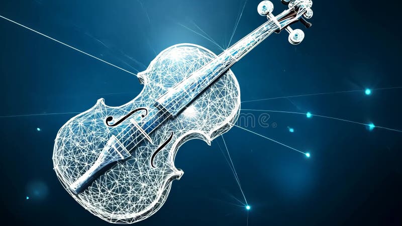 Violin Musical Instrument Low Poly Wireframe Digital Ai Generated Video ...