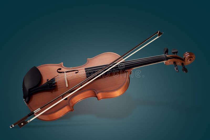Violin Musical Instruments of Orchestra Closeup on Blue Stock Image ...