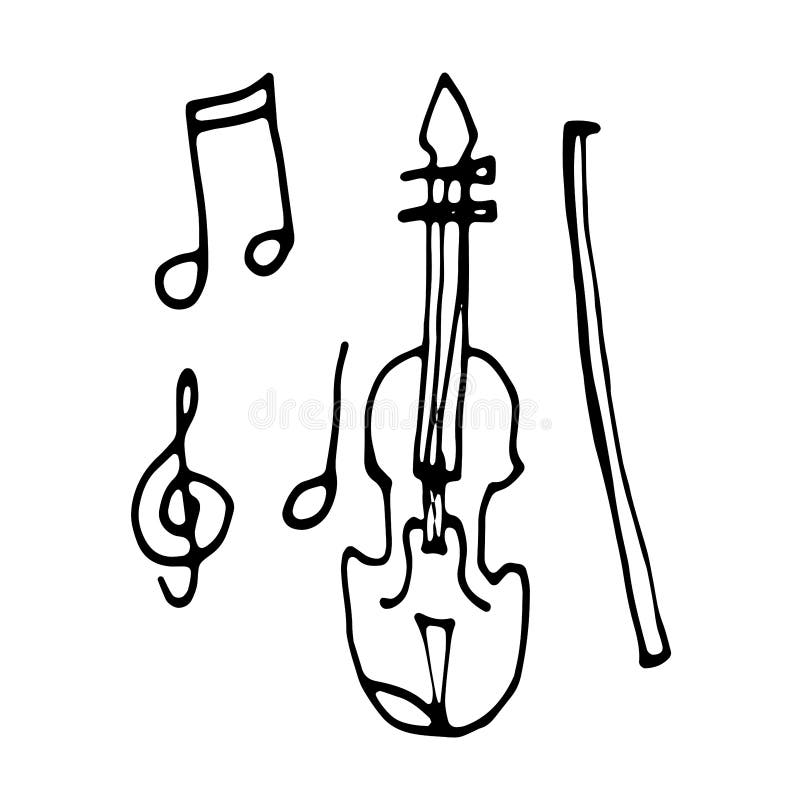Violin and Musical Notes. Treble Clef Stock Vector - Illustration of ...