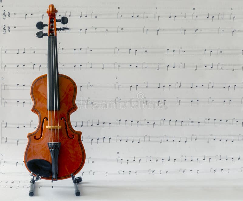 Violin on note paper stock photo. Image of abstract - 182877308