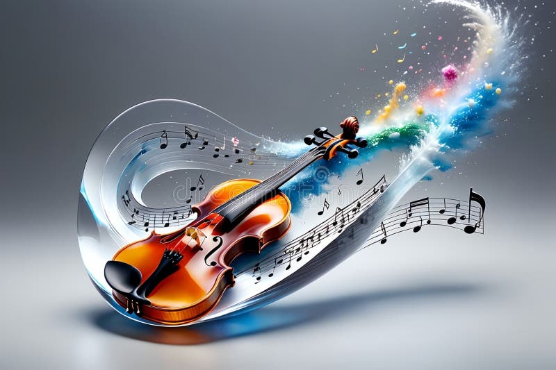Violin with Notes on an Abstract Background Stock Illustration ...