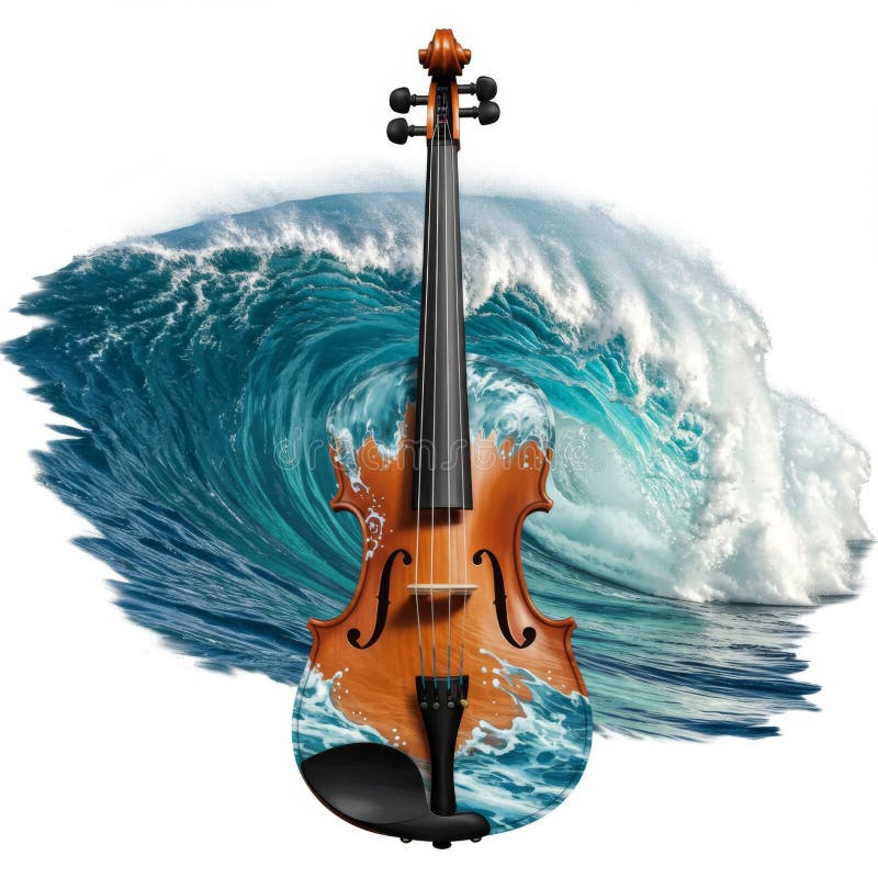 Violin and Ocean Wave Abstract Art Stock Illustration - Illustration of ...