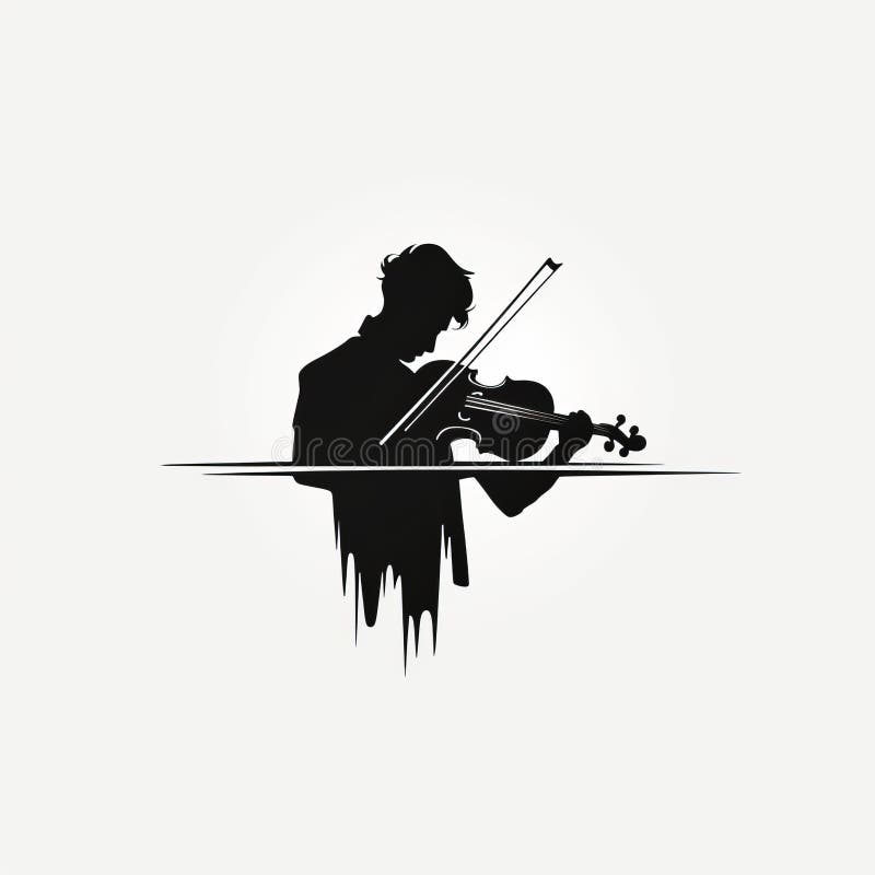 Violin Orchestra Fiddle Music Silhouette Logo Stock Illustration ...