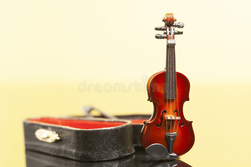 Violin with Bow in Red Velvet Case Stock Photo - Image of side, musical ...