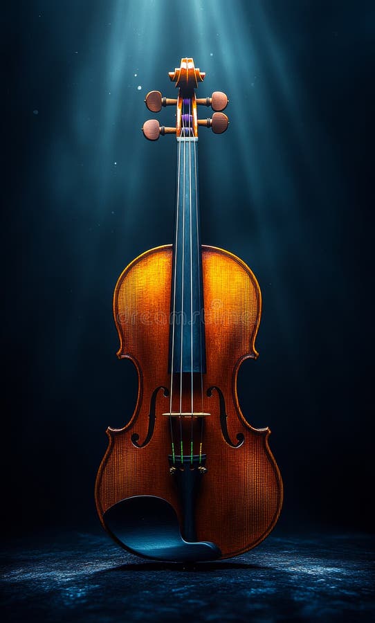 A Violin is Shown in a Dark Room with a Spotlight on it Stock Image ...