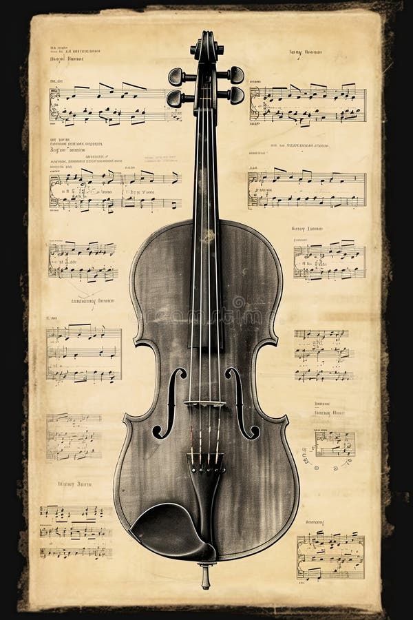 Violin Sketch Drawing. Poster Design. Generative Ai Stock Illustration ...