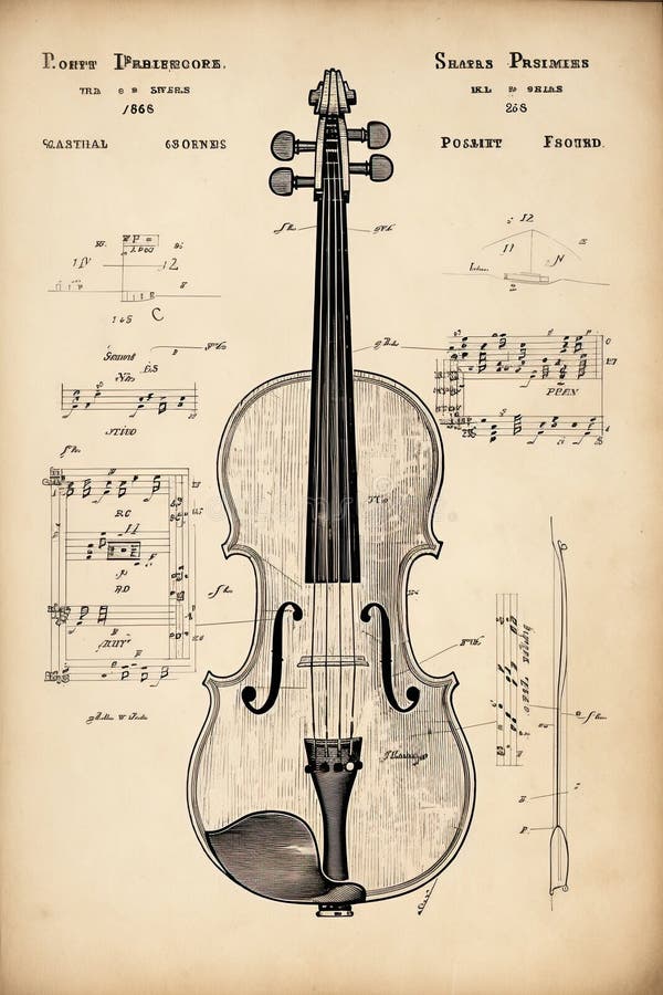 Violin Sketch Drawing. Poster Design. Generative Ai Stock Illustration ...