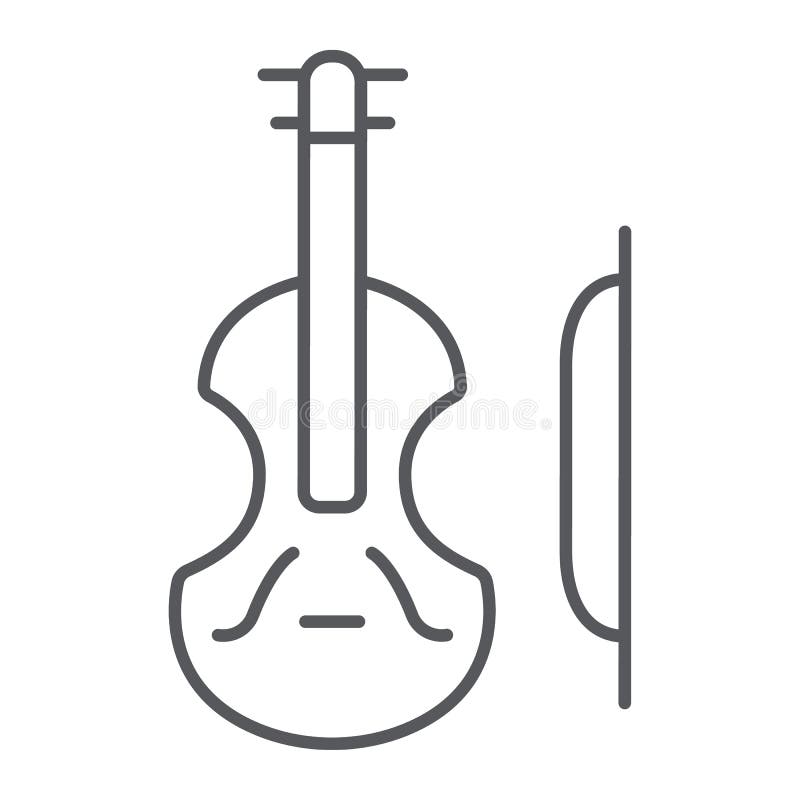 Violin Thin Line Icon, Music and Instrument, Cello Sign, Vector ...