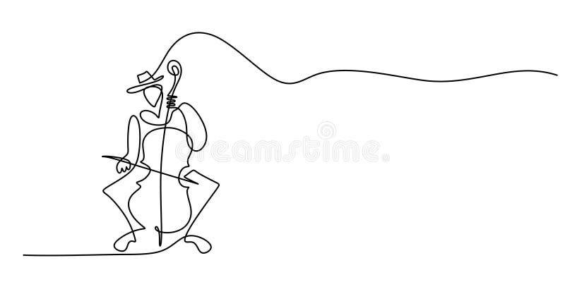 Violinist Man Playing Violin. Continuous One Line Music Drawing Art ...