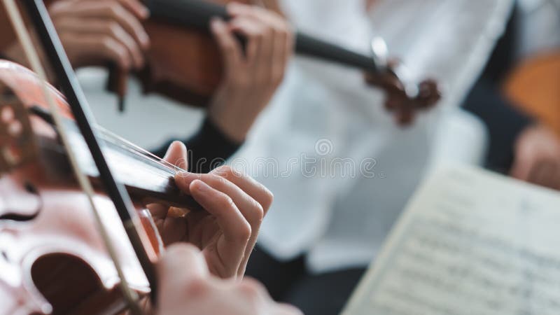 Violinist Performing on Stage with Orchestra Stock Photo - Image of ...