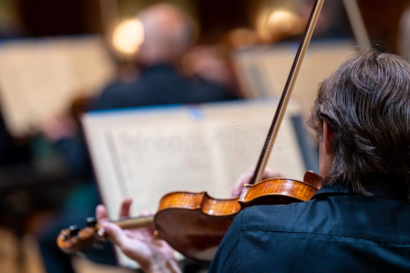 A Violinist Plays at a Concert in the Philharmonic Stock Photo - Image ...