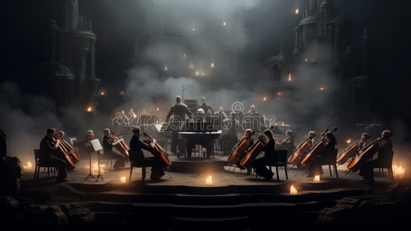 Violinists Performing in Classical Music Concert. Neural Network Ai ...