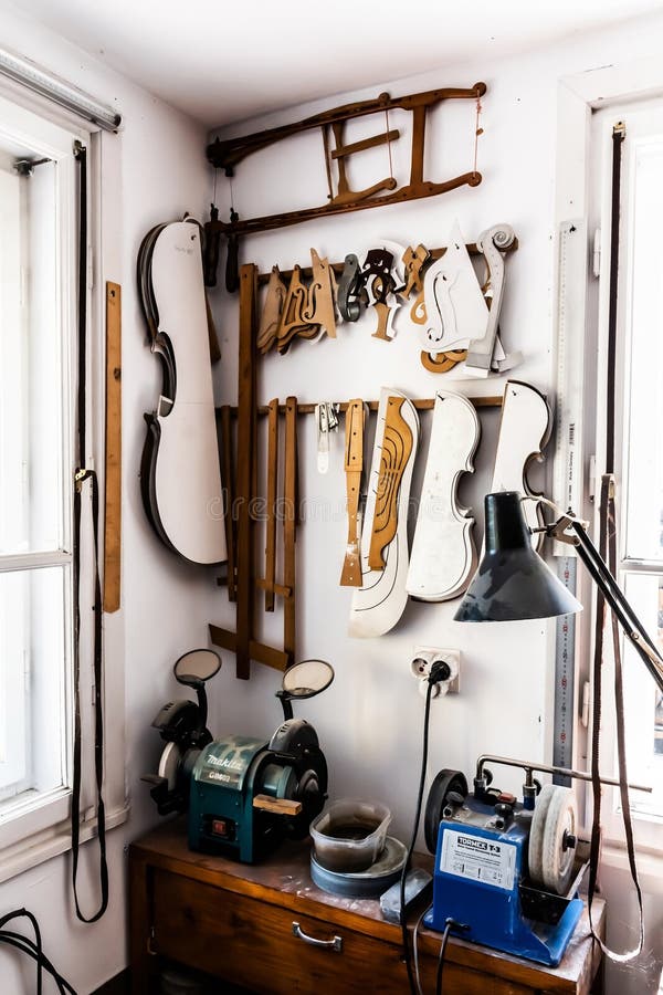 Violins Workshop, Luthier, Violins and Many Tools Editorial Stock Photo ...