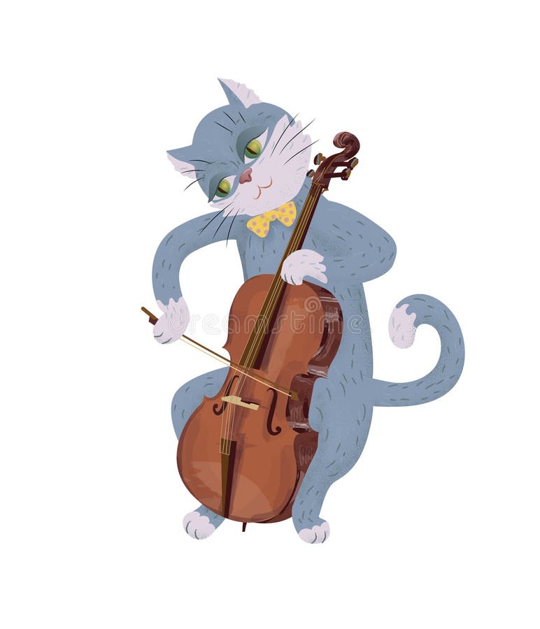 Cellist cat. stock illustration. Illustration of play - 260303022