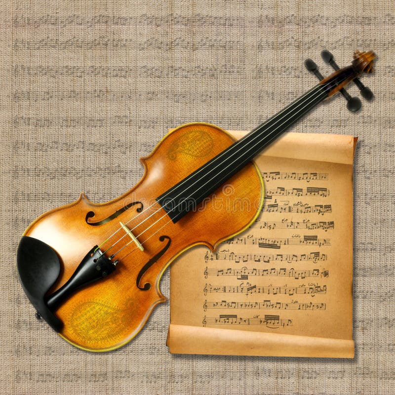 Violon Avec Des Notes De Musique Image stock - Image du noir, brun ...