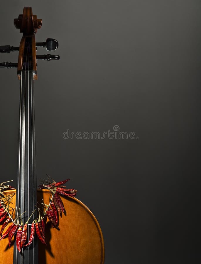Violoncello, Cello with Hot Pepperoni Necklace Stock Image - Image of ...