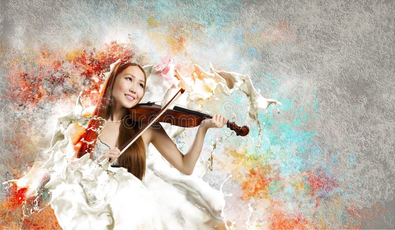 Violoniste de femme photo stock. Image du rendement, créativité - 43856206
