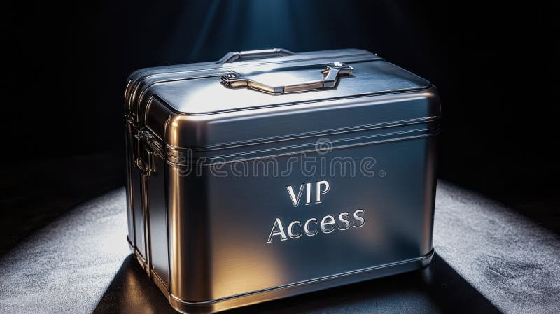 VIP Access Box Featuring Metallic Finish Illuminated by Spotlight in ...